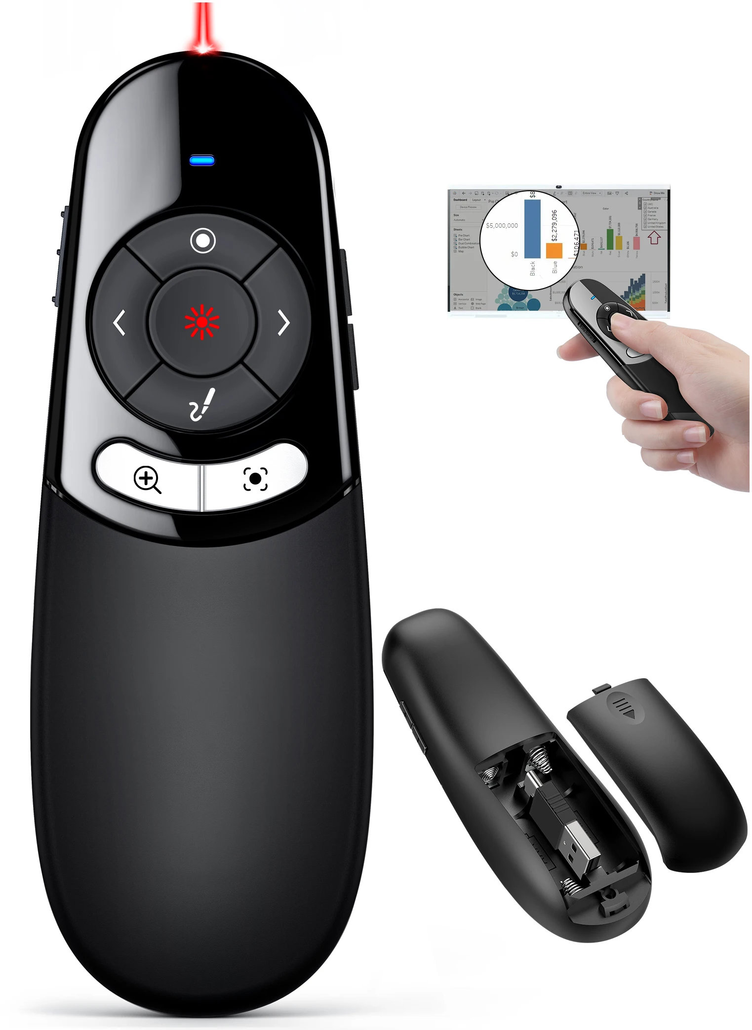 Wireless-Presentation-Pointer-Remote-Controller-PPT-Page-Turner-For-Projector-Slide-Red-Light ...