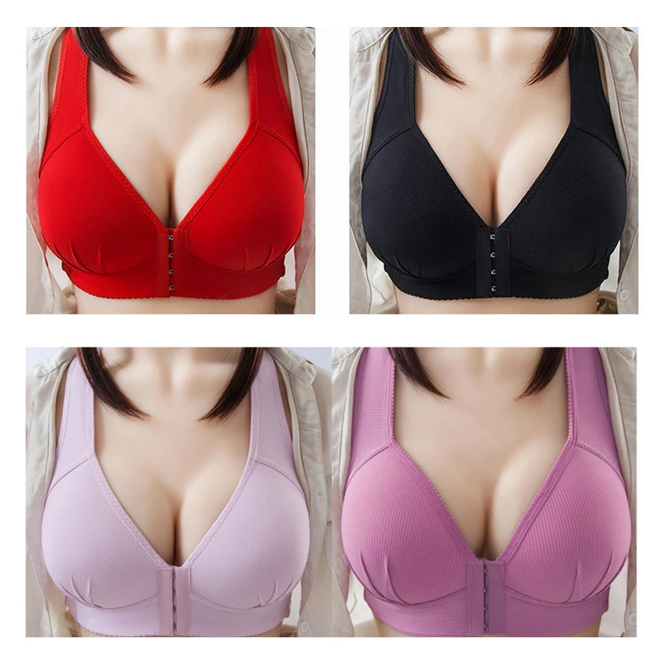 Push-Up-Bra-For-Big-Breasts-Front-Buckle-Lift-Wirefree-Front-Closer-Underwear-Bra-Women ...