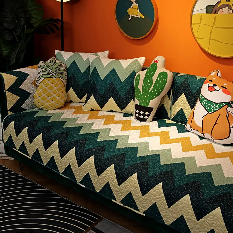 Jacquard sofa cover thickened non-slip cartoon cushion cover cotton ...
