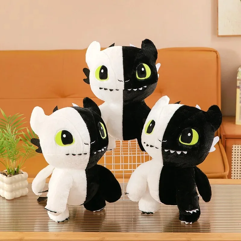 MINISO-Night-Fury-Black-and-White-Toothless-Sun-Fury-Light-Fury-Lying ...
