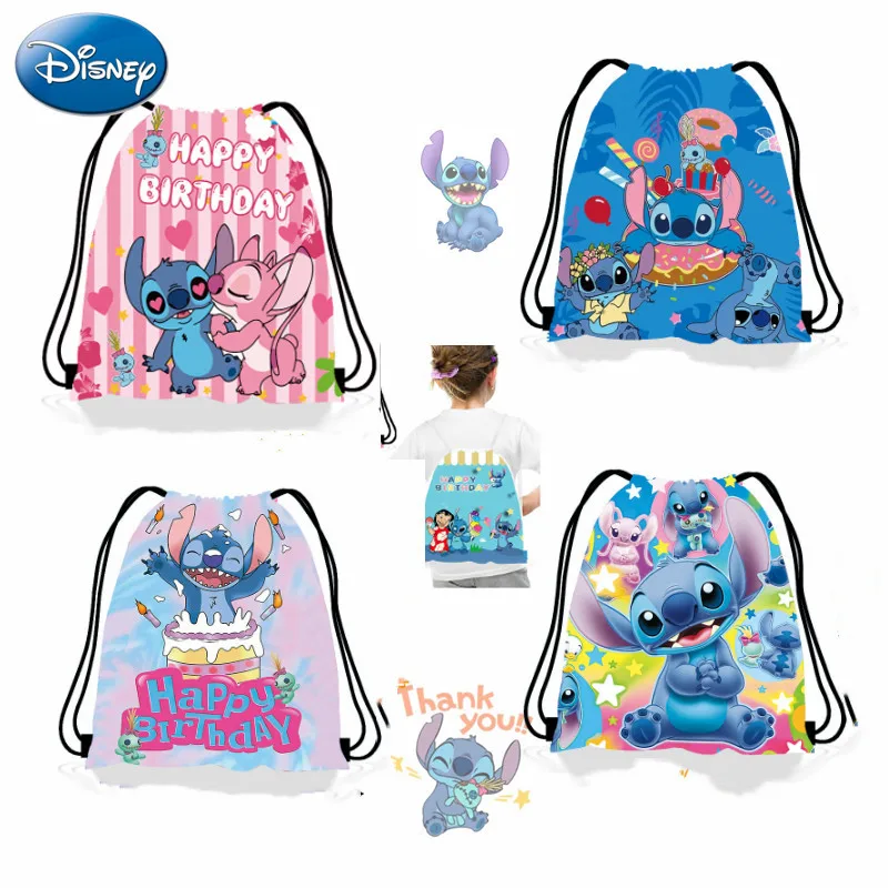 Disney cartoon Stitch Backpack Drawstring Bag Stitch Party Decorations ...
