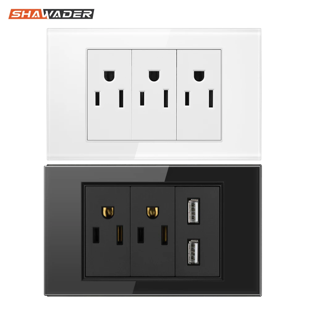 Electric Power Wall Socket Double/ 2/3 Glass Panel Outlets - AliExpress