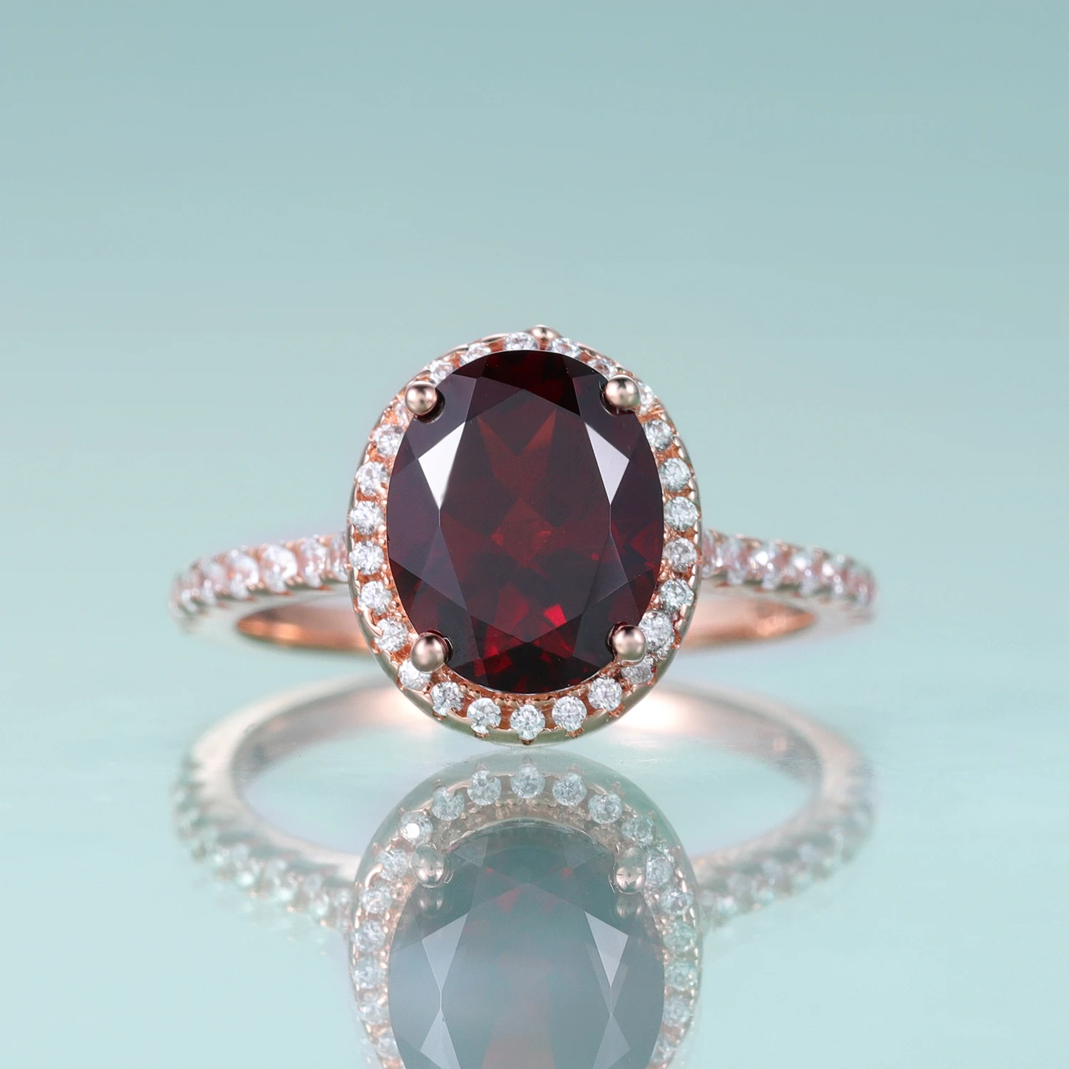 GEM-S-BALLET-Oval-Cut-Halo-Pave-Set-Simulated-Diamond-Engagement-Ring-Natural-Garnet-Halo ...
