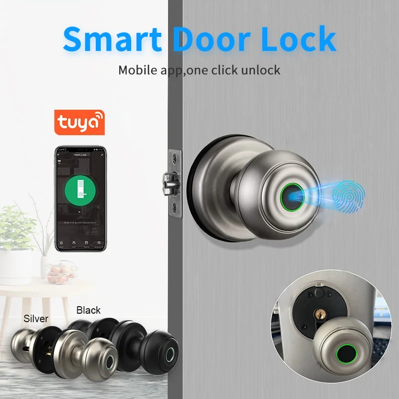Tuya-Smart-Fingerprint-Door-Lock-Intelligent-Ball-Door-Lock-USB ...