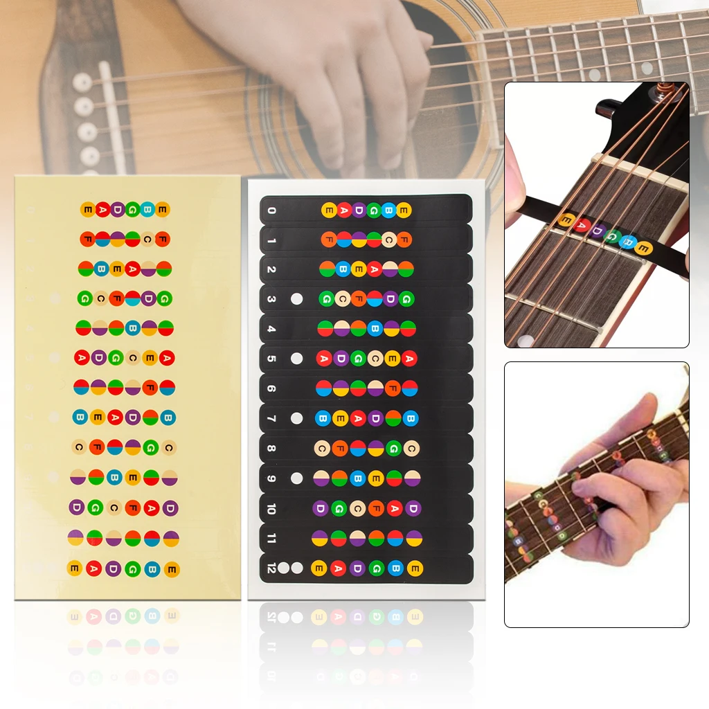 Guitar Fretboard Notes Map Labels Sticker Fingerboard Fret Decals for 6 ...