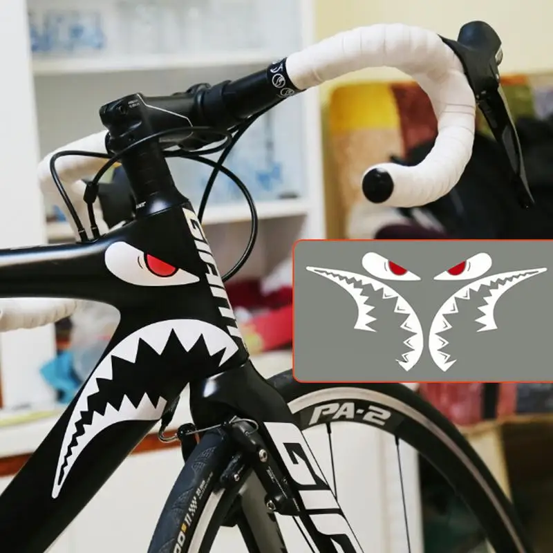 1Set-Bicycle-Frame-Decoration-Sticker-Shark-Head-Tube-Sticker-MTB-Bike ...