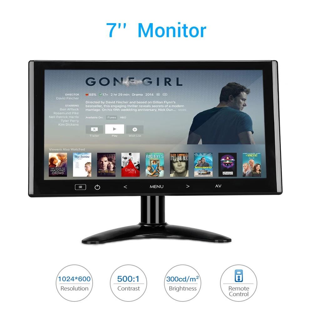 Eyoyo 7" 1024X600 Computer TV PC Monitor LCD Screen HDMI VGA AV Specker ...