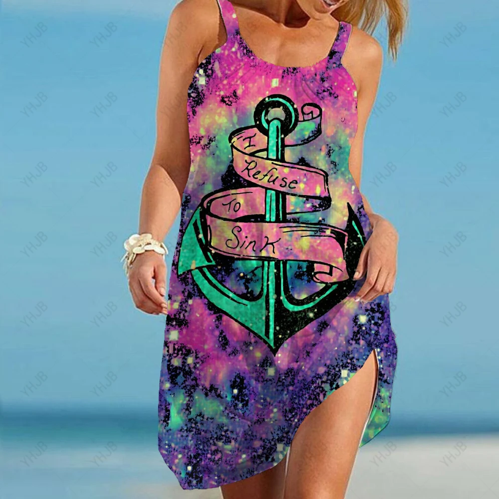 Vestido-veraniego-holgado-con-estampado-de-ancla-para-mujer-ropa ...
