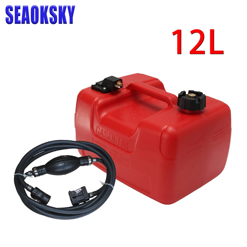 12L-Boat-Outboard-Fuel-Tank-Oil-Box-With-Connector-Red-Plastic-Anti ...