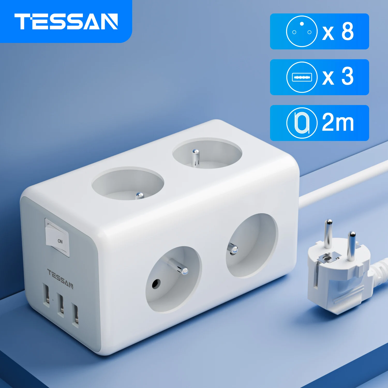 TESSAN-FR-Socket-Cube-Power-Strip-with-3-6-French-Outlets-3-USB ...