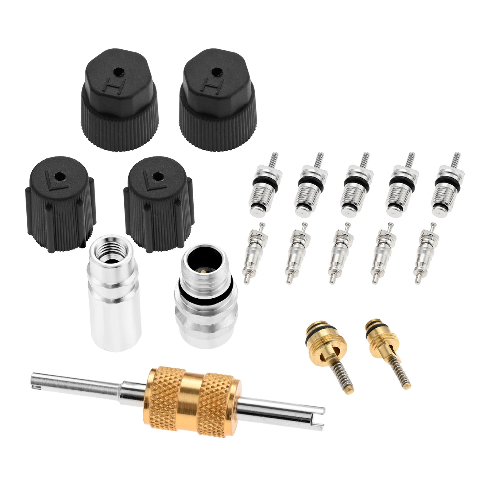 Cap & Valve Seal Kits Air Conditioning Valve Core Set AC Service Valve ...