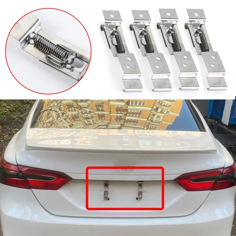4-PCS-Rectangular-Car-License-Plate-Spring-Loaded-Stainless-Steel ...