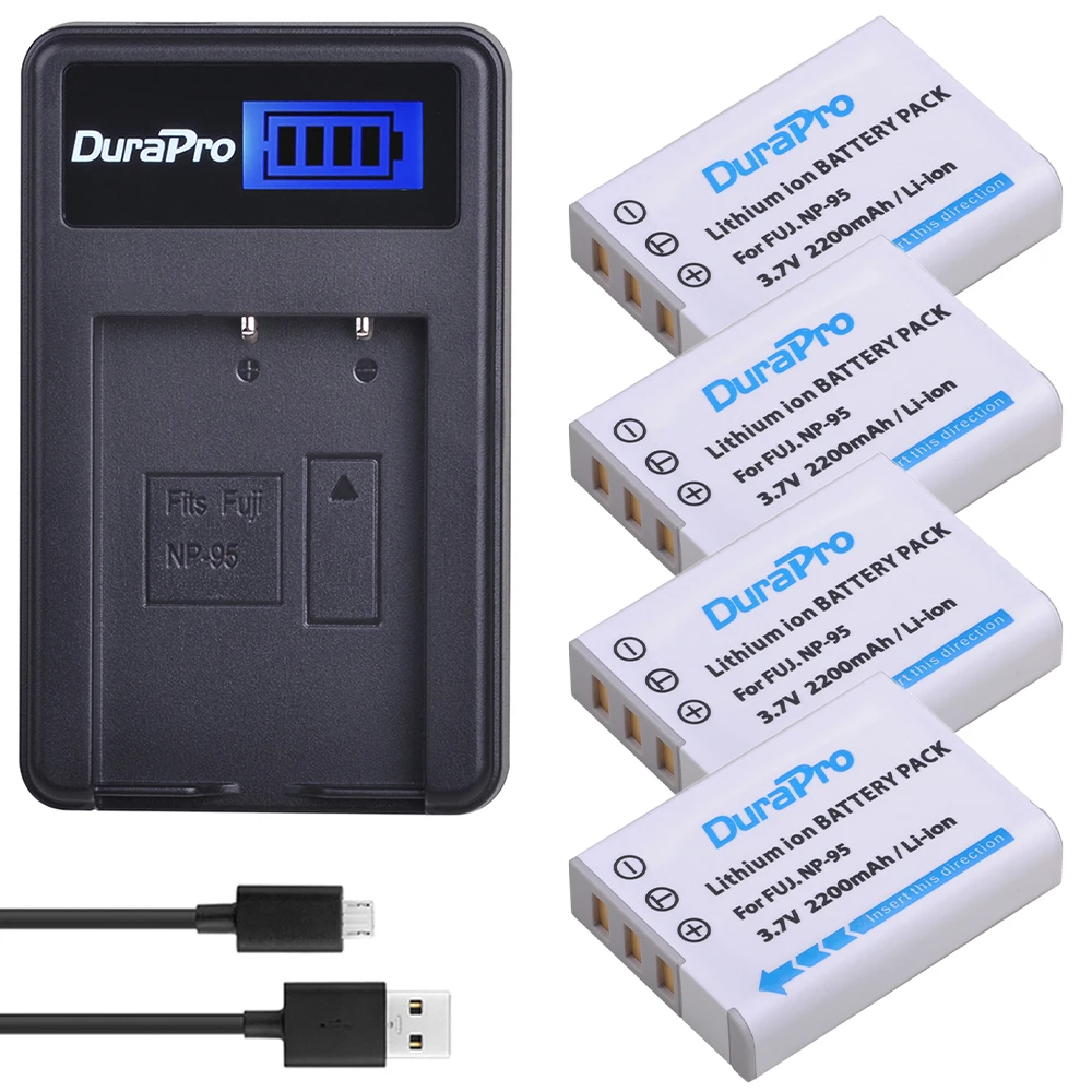 DuraPro 2200mAh NP 95 NP 95 NP95 Battery+LCD USB Charger For FUJIFILM ...