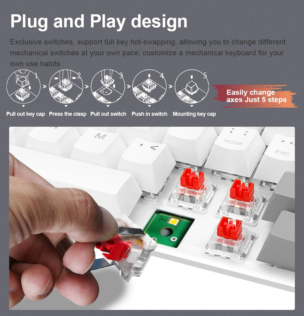 E-YOOSO Z11 USB 60% Mini Mechanical Gaming Wired Keyboard Red Switch 61 Keys Gamer for Computer ...