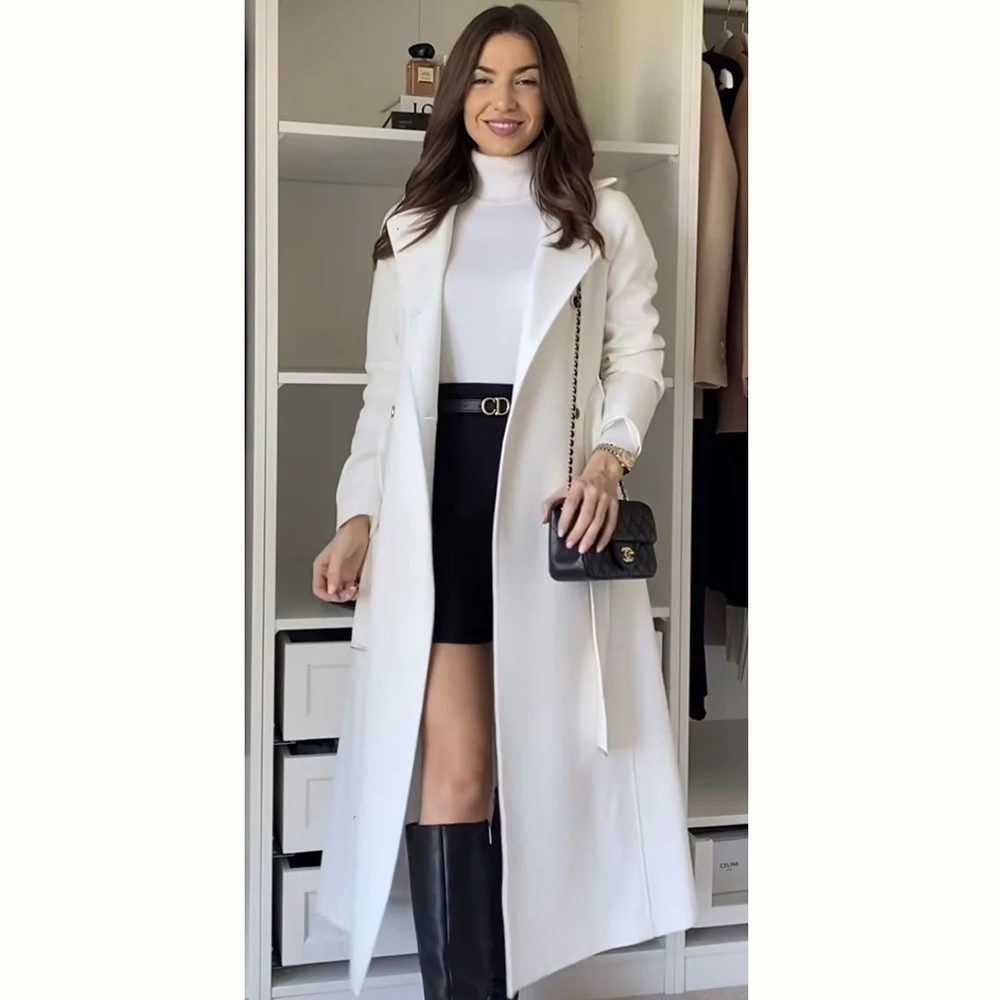 Sweet-White-Women-s-Trench-Long-Coat-One-Piece-Single-Breasted-Female ...