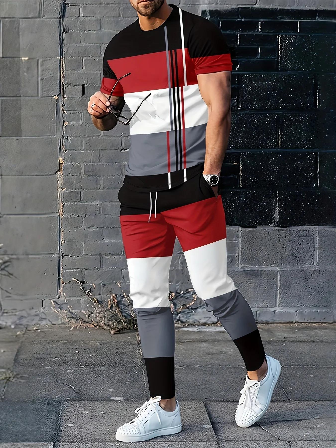 Ch-ndal-informal-de-2-piezas-para-hombre-camiseta-de-manga-corta ...