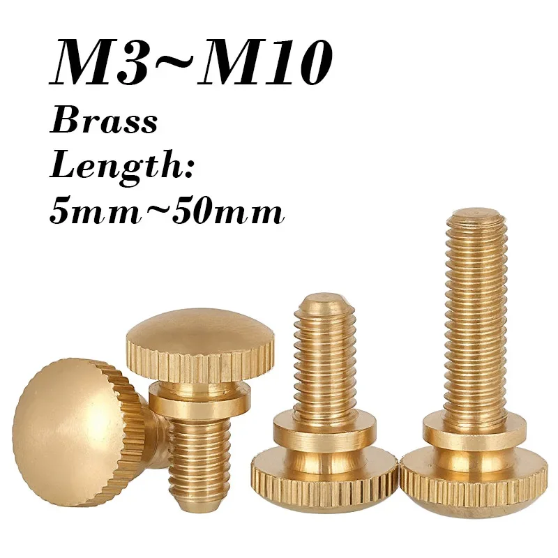 2/5 Pcs Brass High Steps Head Knurled Screw M3 M4 M5 M6 M8 M10 Copper ...