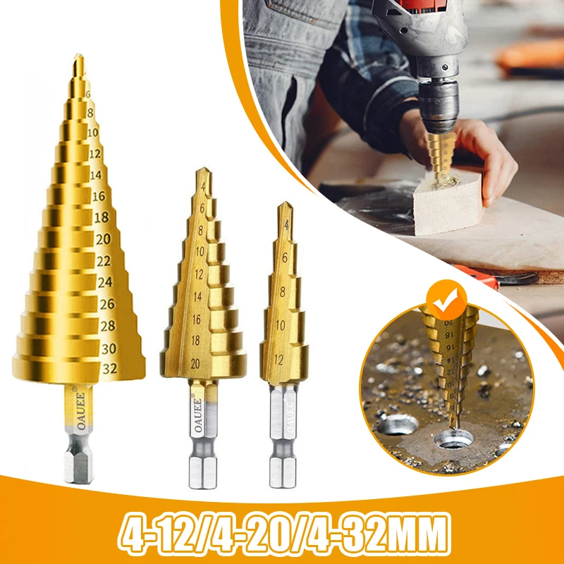 HSS-Straight-Groove-Step-Drill-Bit-Set4-12-4-20-4-32mm-Titanium-Coated ...