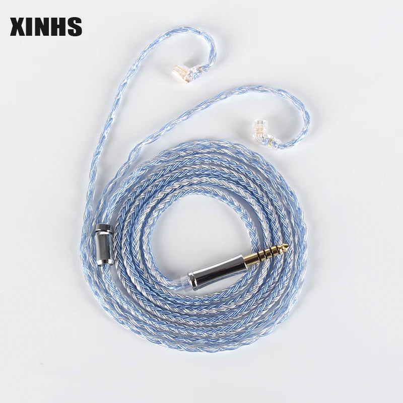 XINHS 16 Core Blue Silver Mixed 5N Single Crystal Copper Silver Plated Earphone Upgrade Cable ...