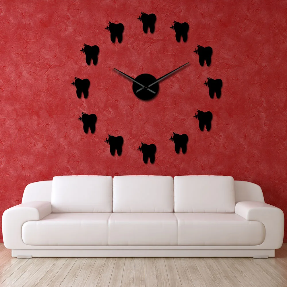Teeth-3D-Mirros-Stickers-Modern-Design-Tooth-Style-DIY-Large-Wall-Clock ...