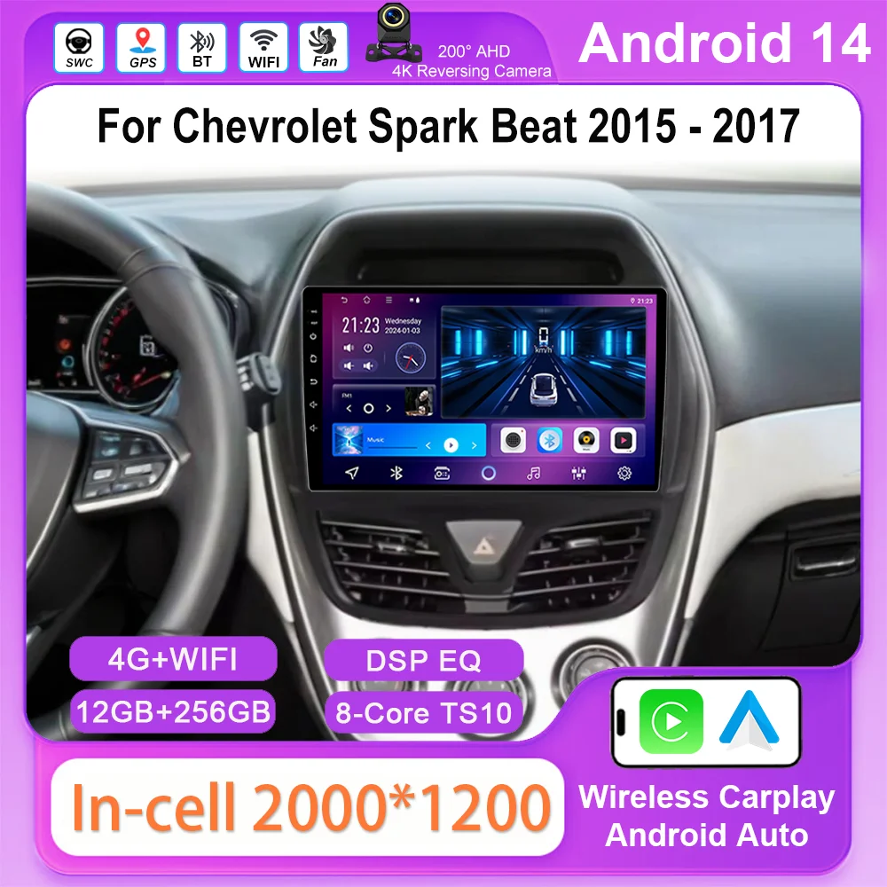 Car Android Radio Stereo Head Unit Carplay For Chevrolet Spark Beat ...