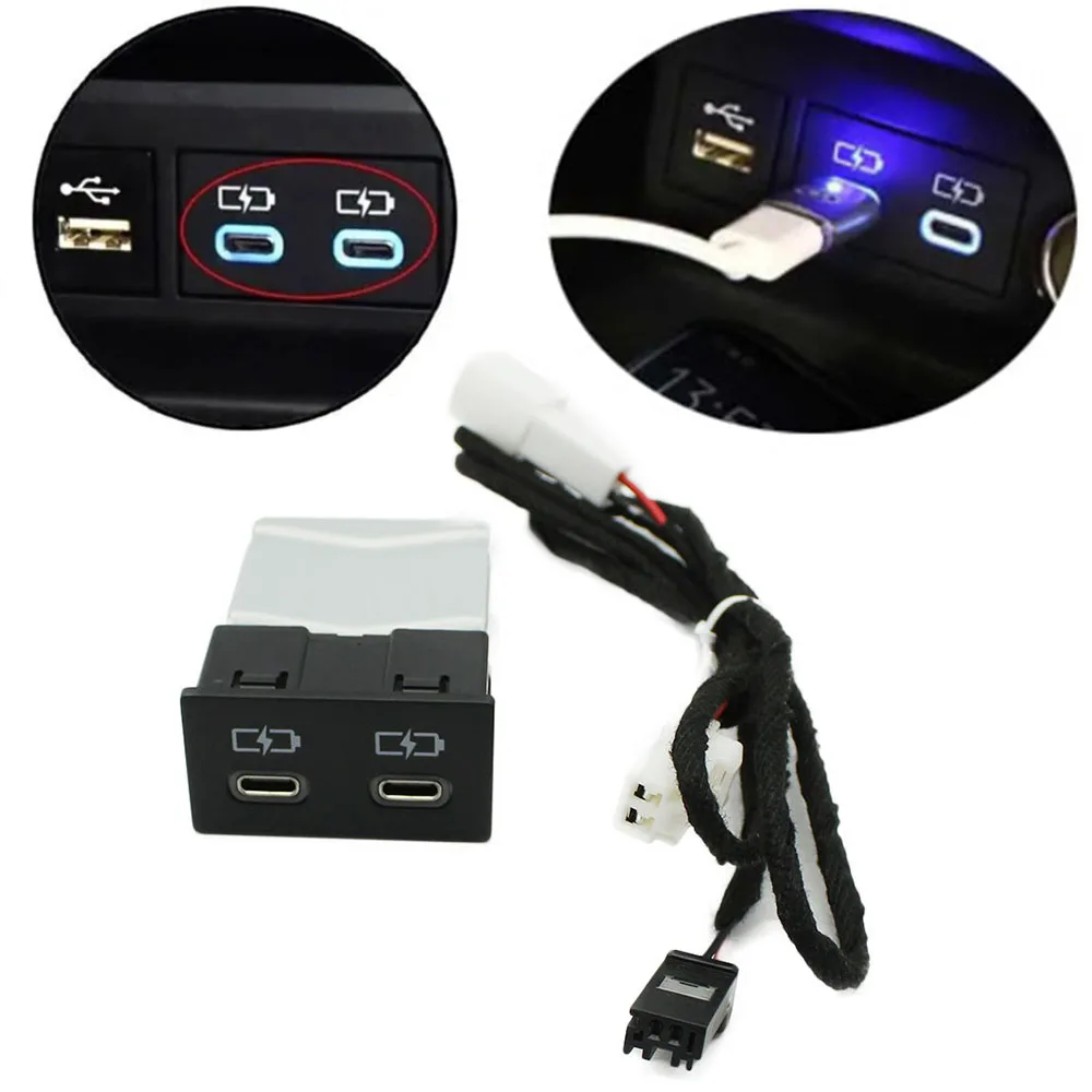 Car-Charger-Socket-Dual-USB-PD-Type-C-Charging-Outlet-Fuse-Box-Power ...