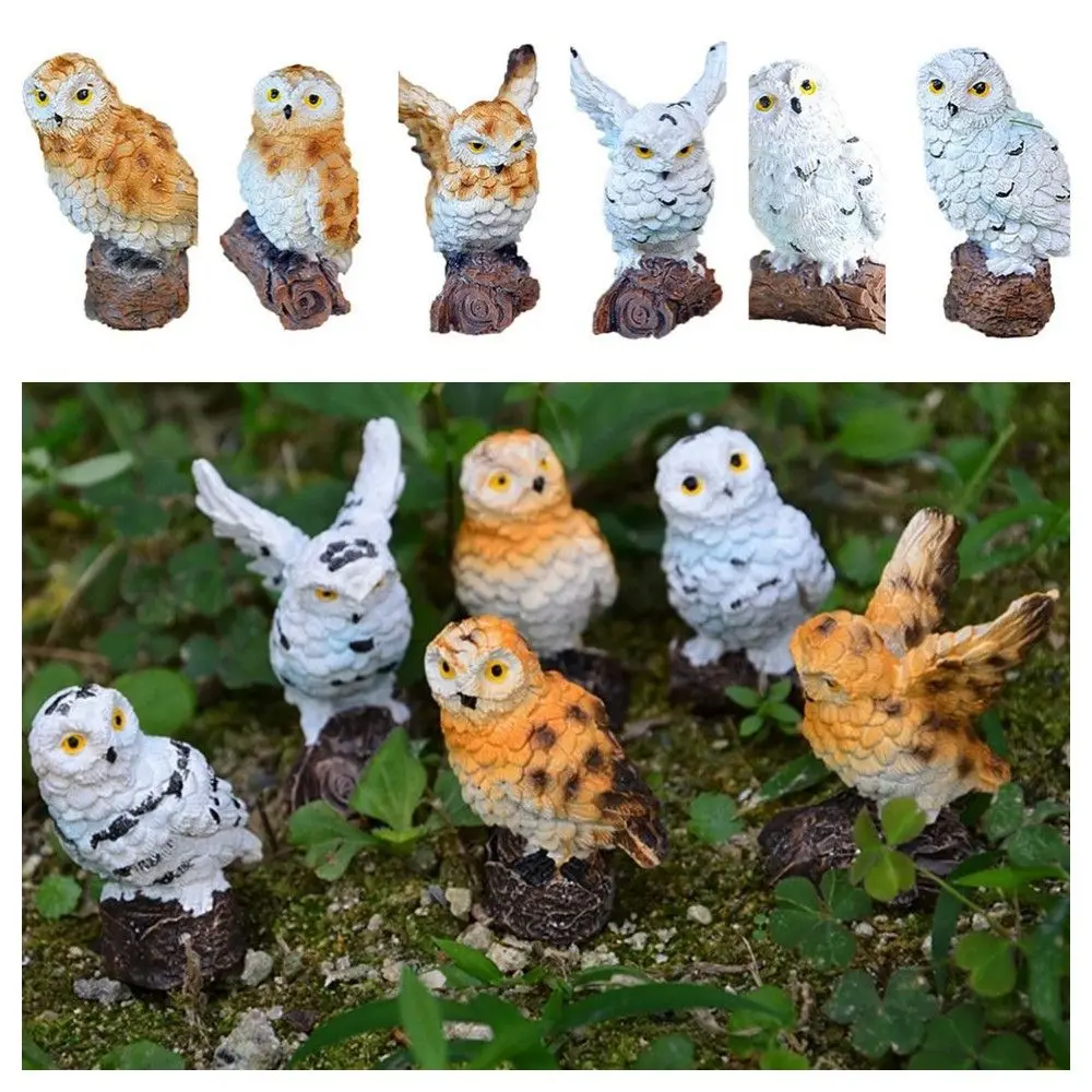 Creative Resin Owl Figurines Adorable Small Owl Ornaments DIY Animals ...