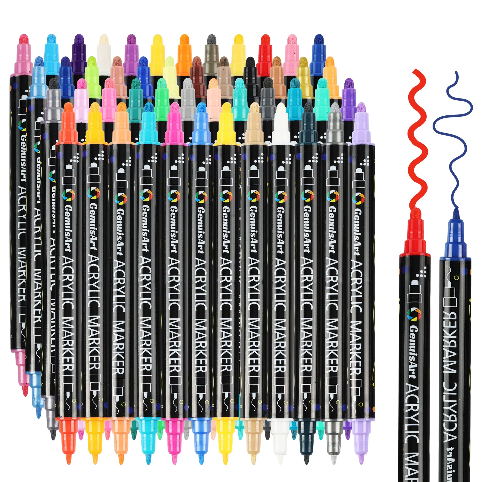 12/24/36/48/60/80 Colors Dual Tip Acrylic Paint Pens Markers Art ...