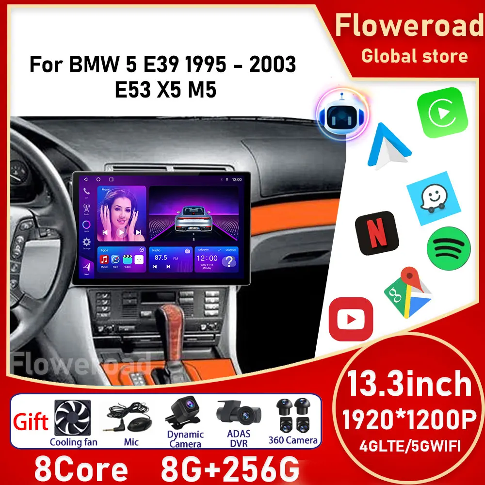 13inch Android For BMW 5 E39 1995 - 2003 E53 X5 M5 Car Radio Multimedia ...