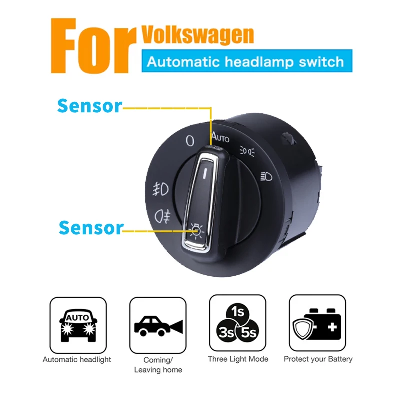 Car Automatic Fog Headlight Control Switch For VW Volkswagen Golf GTI ...