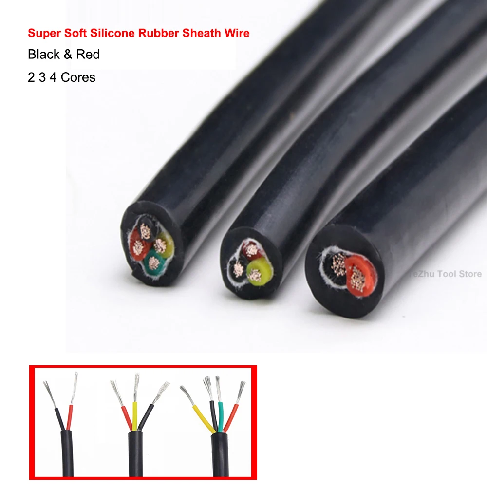 Super-Soft-Silicone-Rubber-Sheath-Wire-2-3-4-Cores-Insulated-Flexible ...