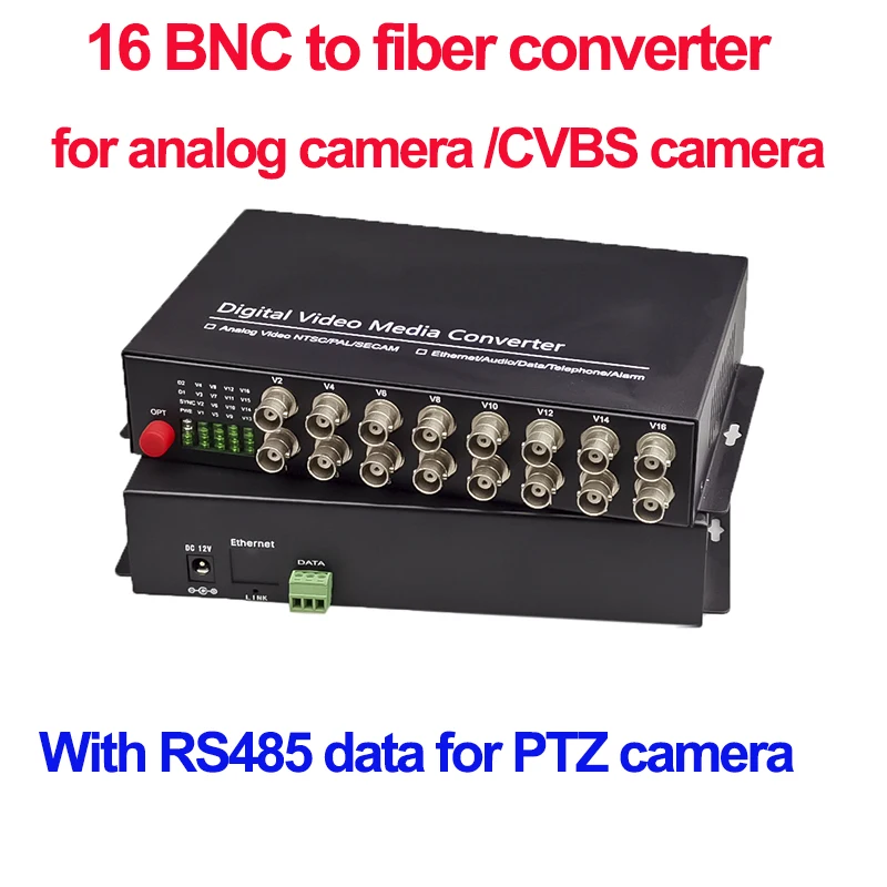 16 port bnc to fiber media converter RS485 PTZ Fiber Optical Media ...