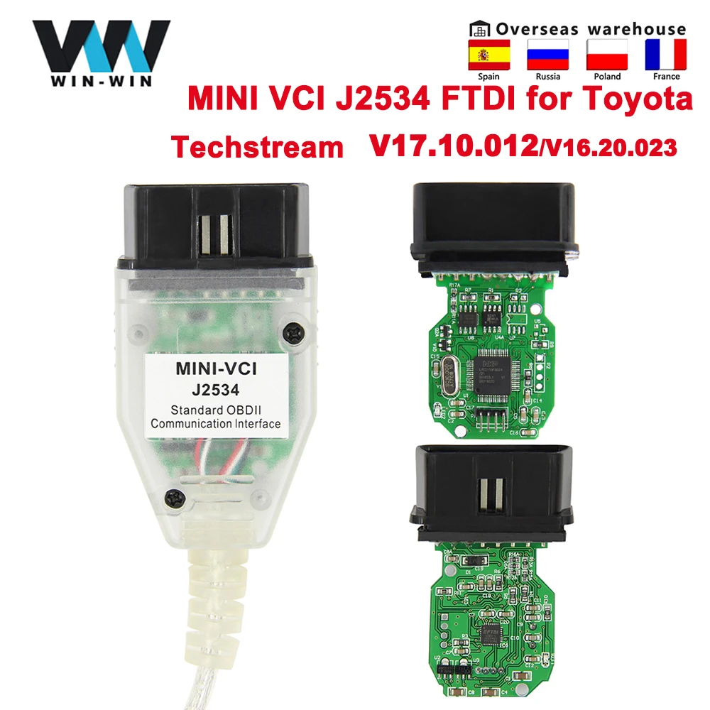 V16.20.023 For Toyota Mini Vci J2534 With Ftdi Ft232rq Obd Obd2 Car ...