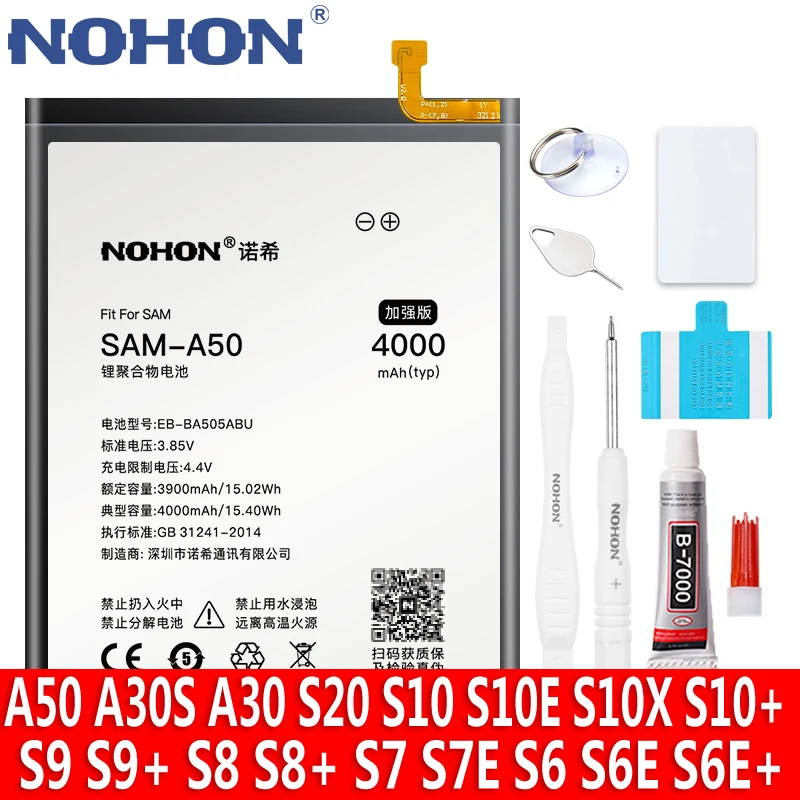 Nohon Battery For Samsung A50 A30s A30 S20 S10 Plus S9 S8 S10e S10x S7 ...