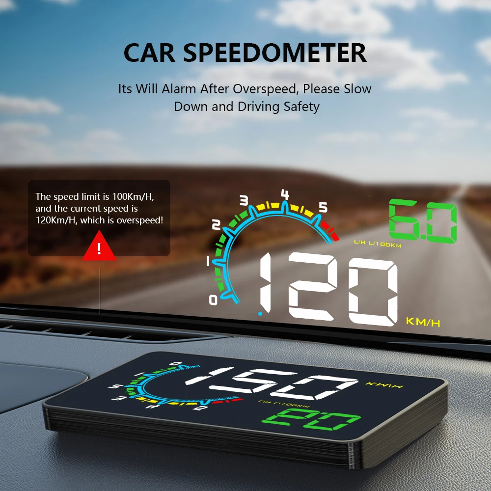 Digital Speedometer Car Head Up Display Windshield Projector Alarm ...