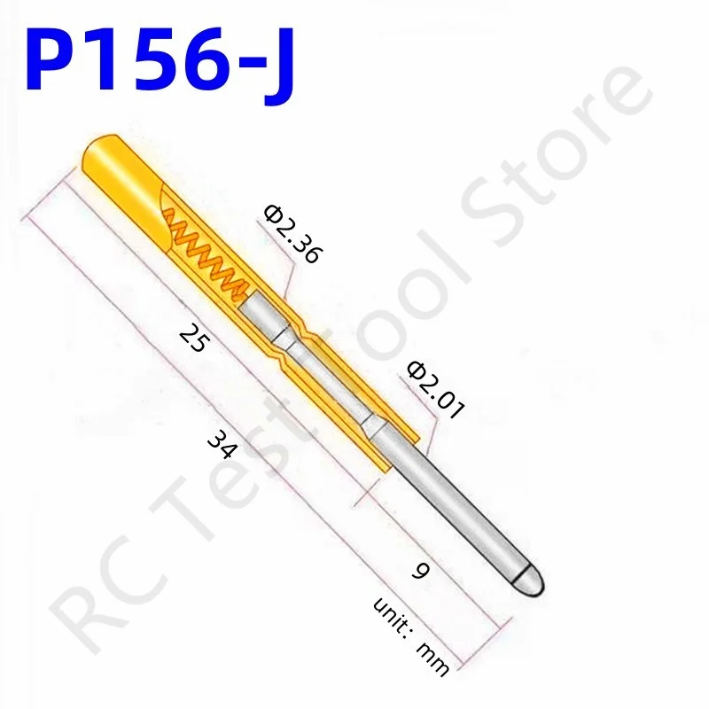100 adet P156-J bahar Test probu testi Pin Pogo Pin PCB Test aracı 34mm ...