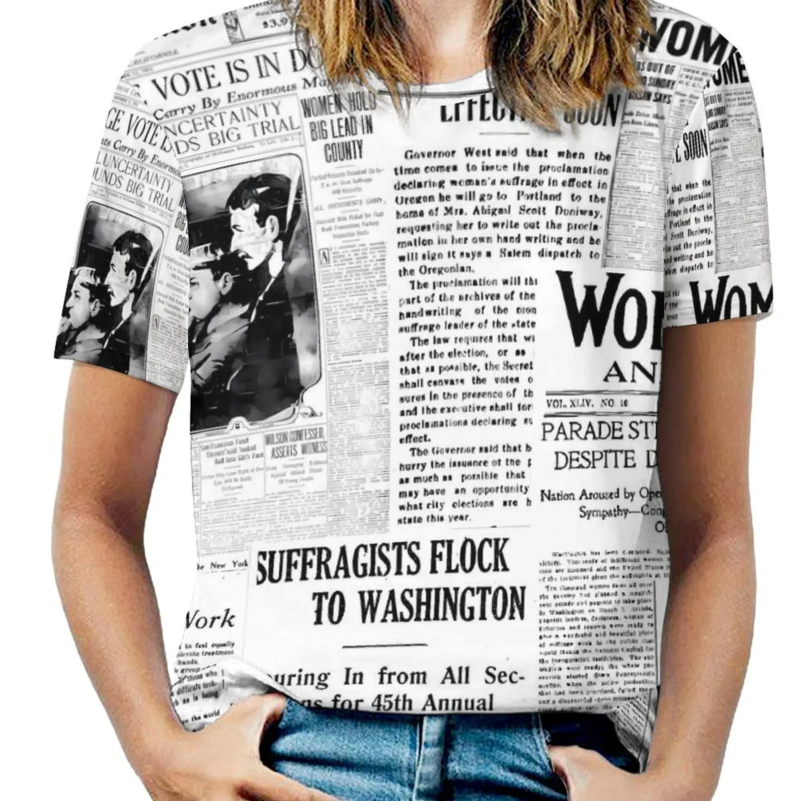 Summer Newspaper Print T Shirts Making America Great Casual T Shirt ...