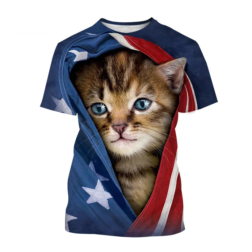 2023 Cute Cat Animal T Shirt Uomo 3d Printed Maglietta