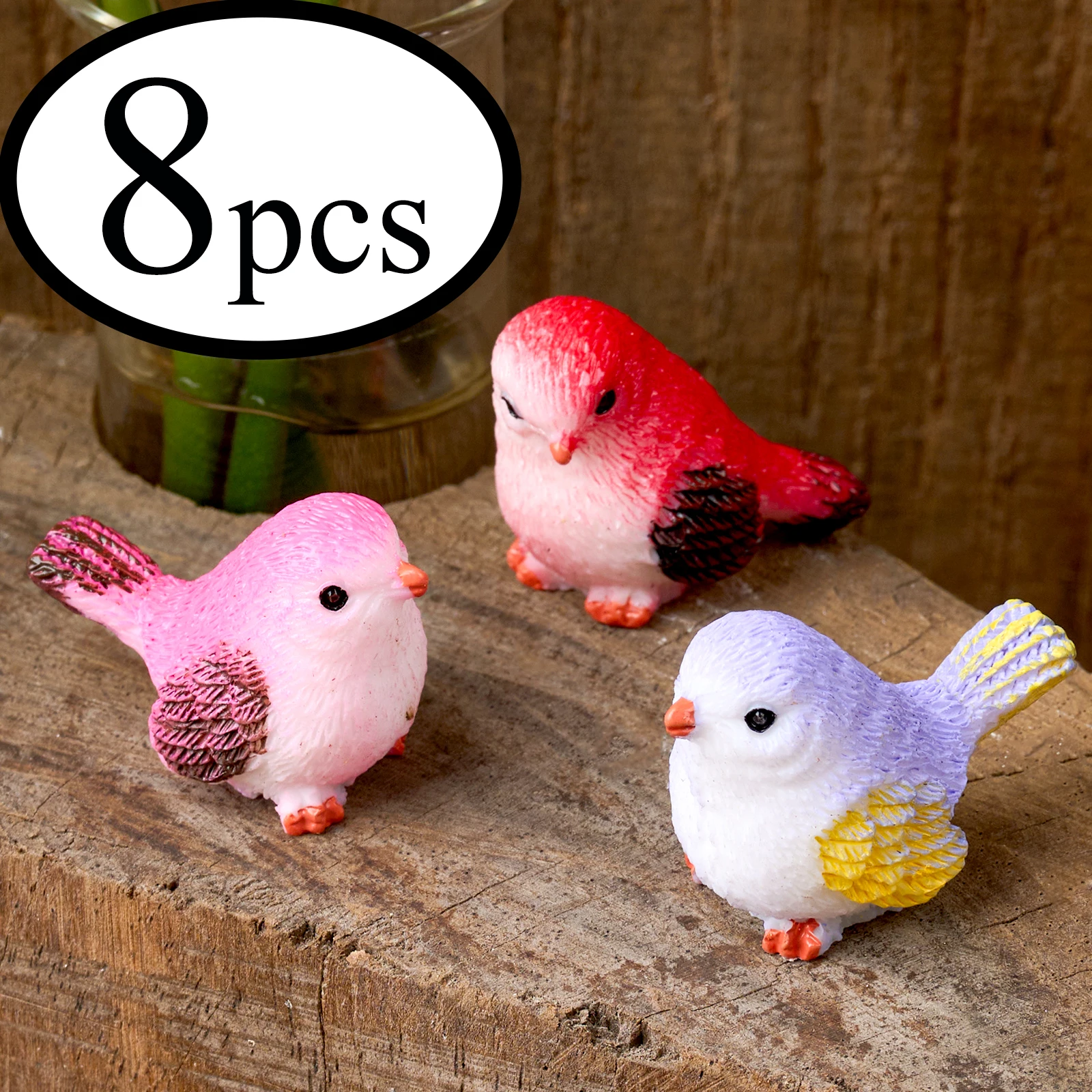 8pcs-Cute-Cartoon-Bird-Simulation-Colorful-Sparrow-Statue-Animal-Model ...