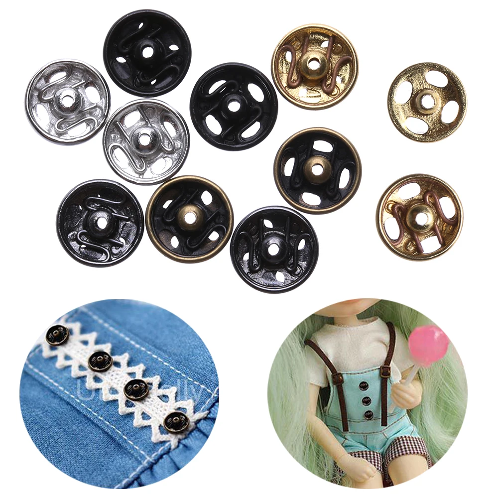 10/24Pcs Mini Buttons 5mm Invisible Snap DIY Doll Clothes Metal Buckles ...