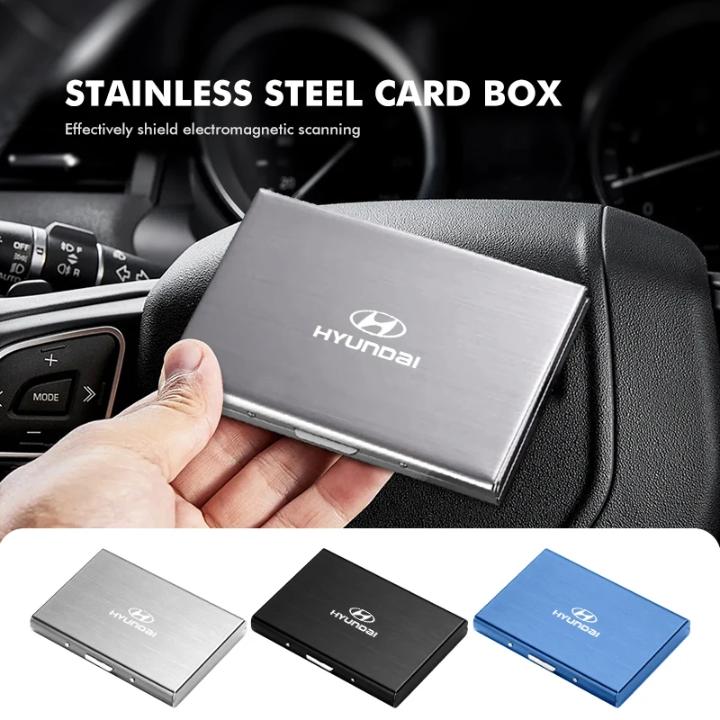 Stainless-Steel-Business-Credit-ID-Card-Storage-Case-logotipo-do-carro ...