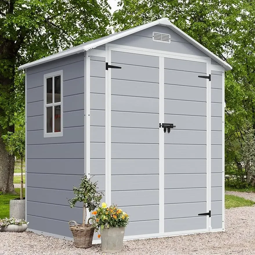 5x3-5x4-6x3-6x4-6x4-4FT-Outdoor-Storage-Resin-Shed-w-Floor-Lockable ...