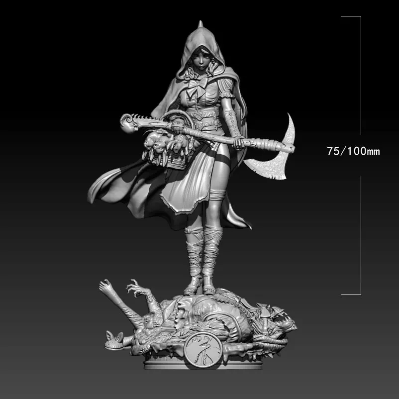 1/24 75mm 1/18 100mm Resin Model Kits Little Red Girl Figurine ...