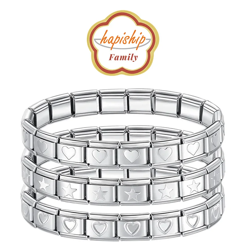 Hapiship-Family-New-Fashion-9mm-Width-Star-Heart-Itanlian-Elastic-Charm ...