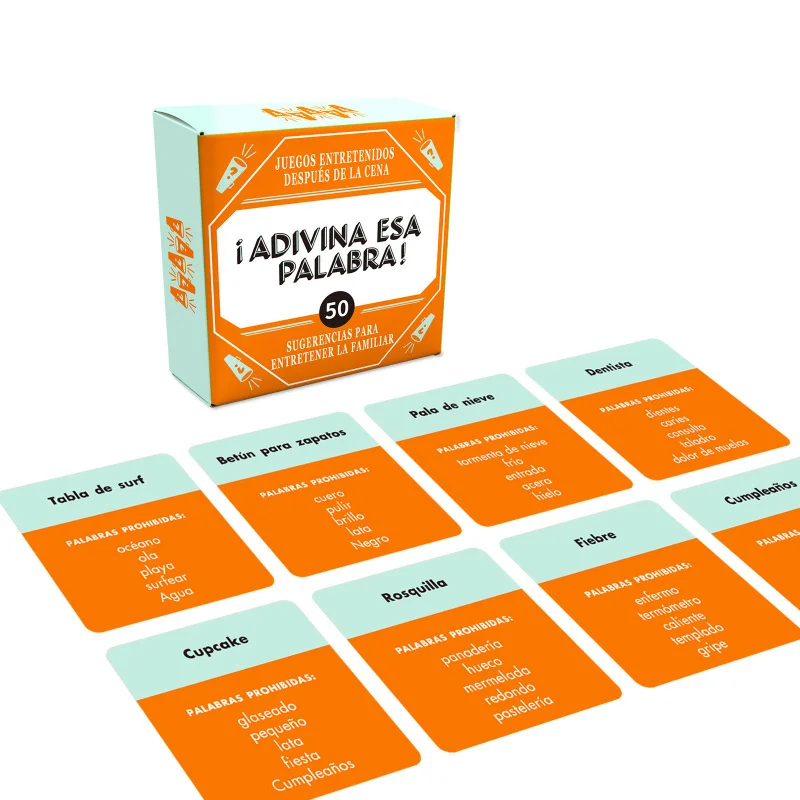 Juego de mesa de adivinación de palabras en español: 50 cartas de ...