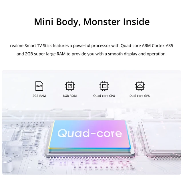 realme 4K Smart TV Stick Global Version 2GB 8GB ARM Cortex A35 Quad Core 4Kp60 HDMI 2.1 ...