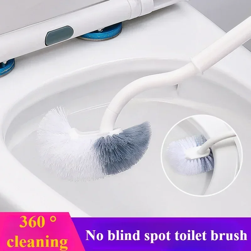 S Shaped Toilet Brush Wall-Mounted Cleaning Brushes Long Handled Soft ...
