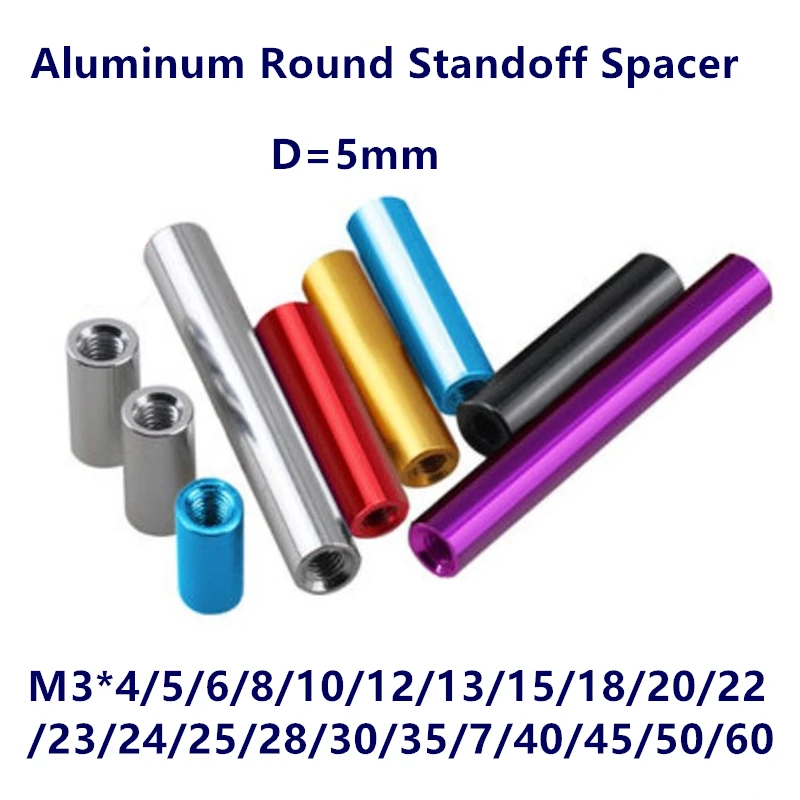 10pcs-M3-4-100mm-Round-Aluminum-Standoff-Column-rods-aluminum-spacer ...