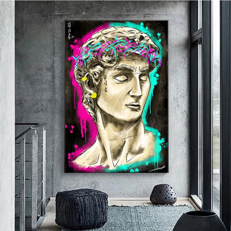 Graffiti-Escultura-de-David-Canvas-Pinturas-na-Parede-Arte-Cartazes-e ...