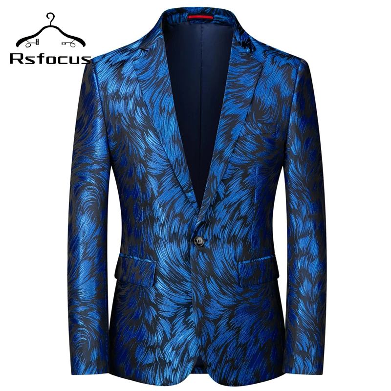 Rsfocus Mens Elegant Colorful Casual Blazer Jacket Fashion Print ...